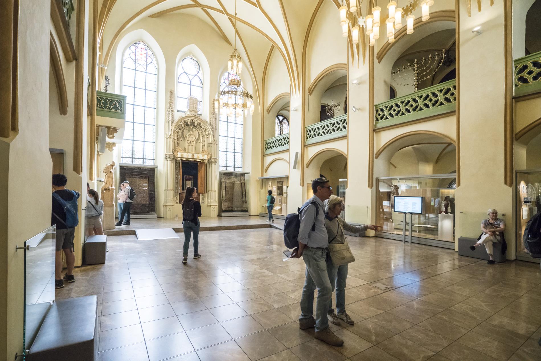 Fun in Prague. Old town and jewish town interiors with coffee and cake